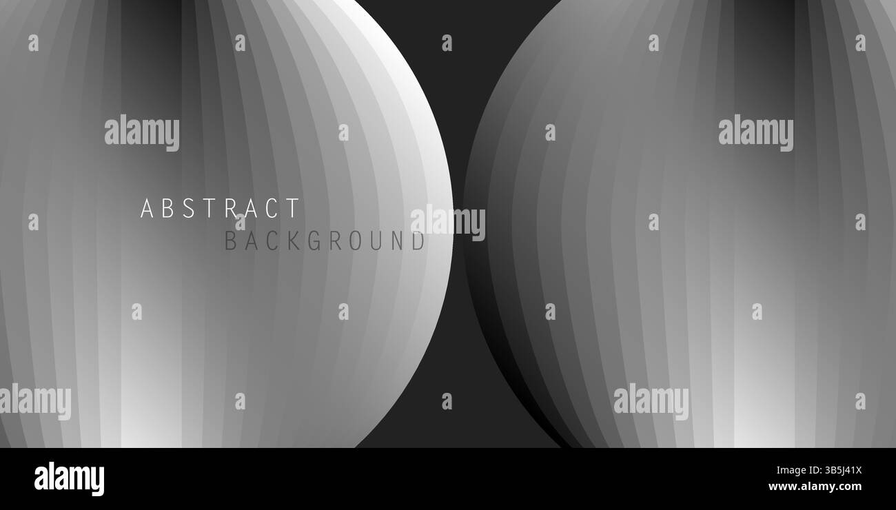 Minimalist black and white abstract design featuring two spherical ...