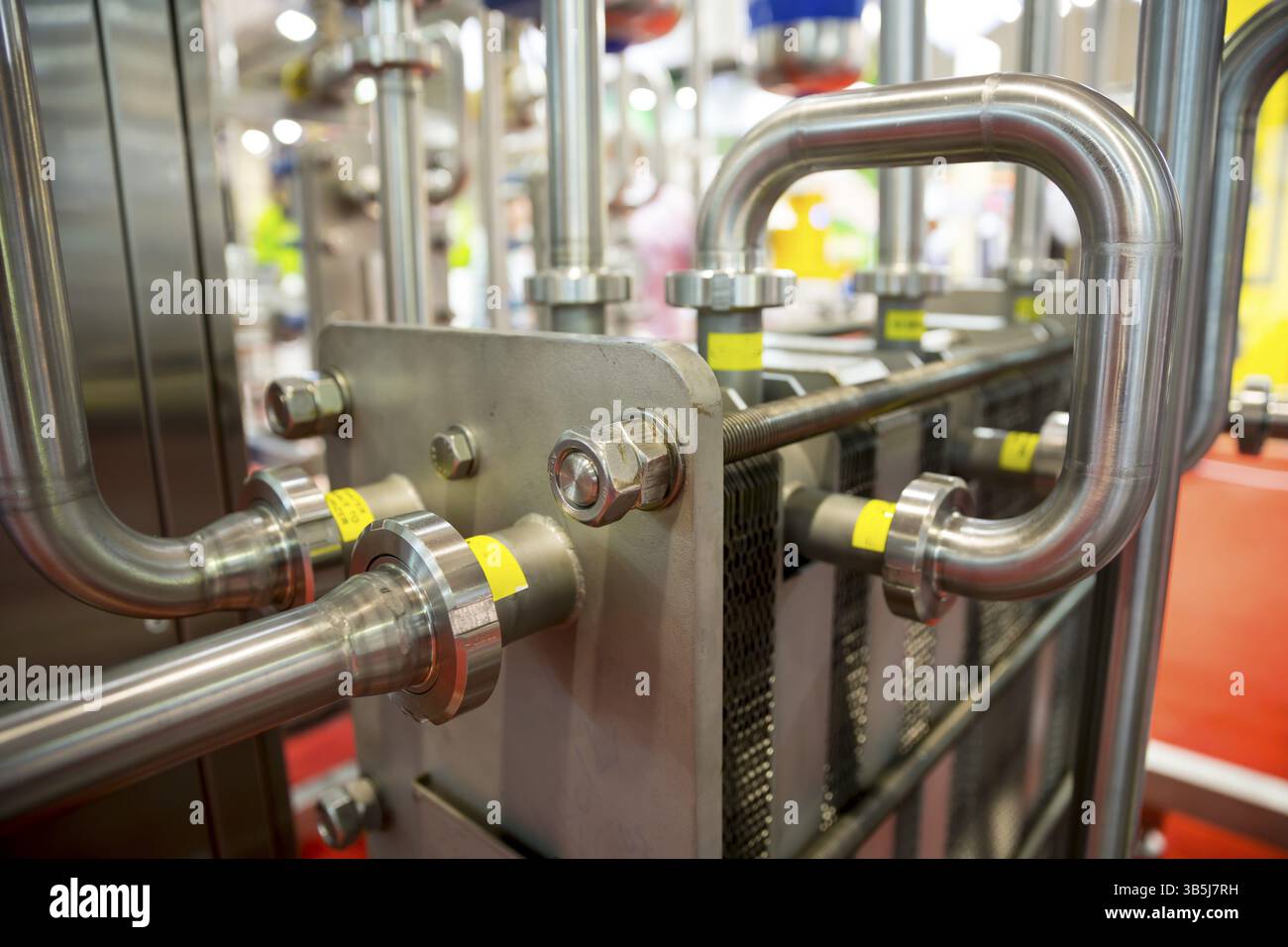 Milk pasteurization system is shown at a food and drink exhibition ...