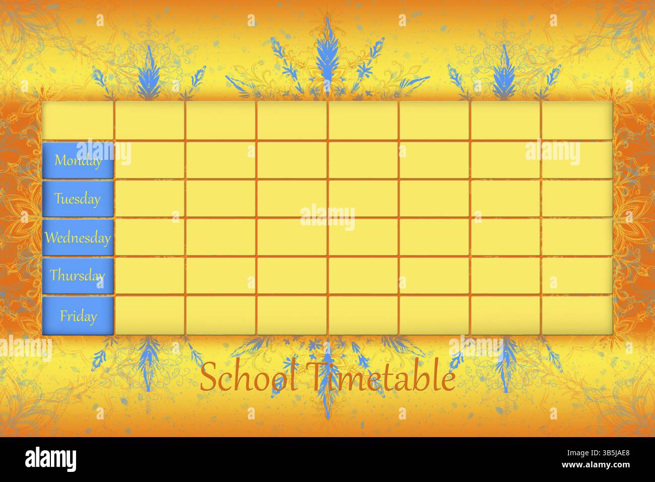 School Timetable Schedule With Colorfull Background 3D illustration ...