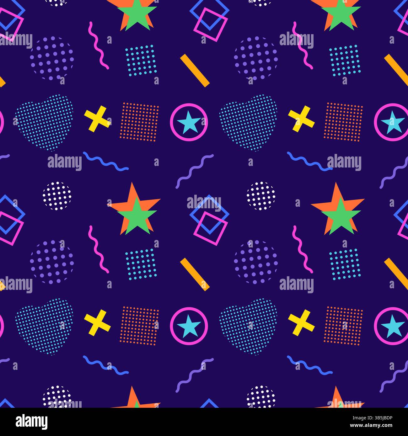 Vintage 80s Memphis style seamless pattern with abstract geometric ...