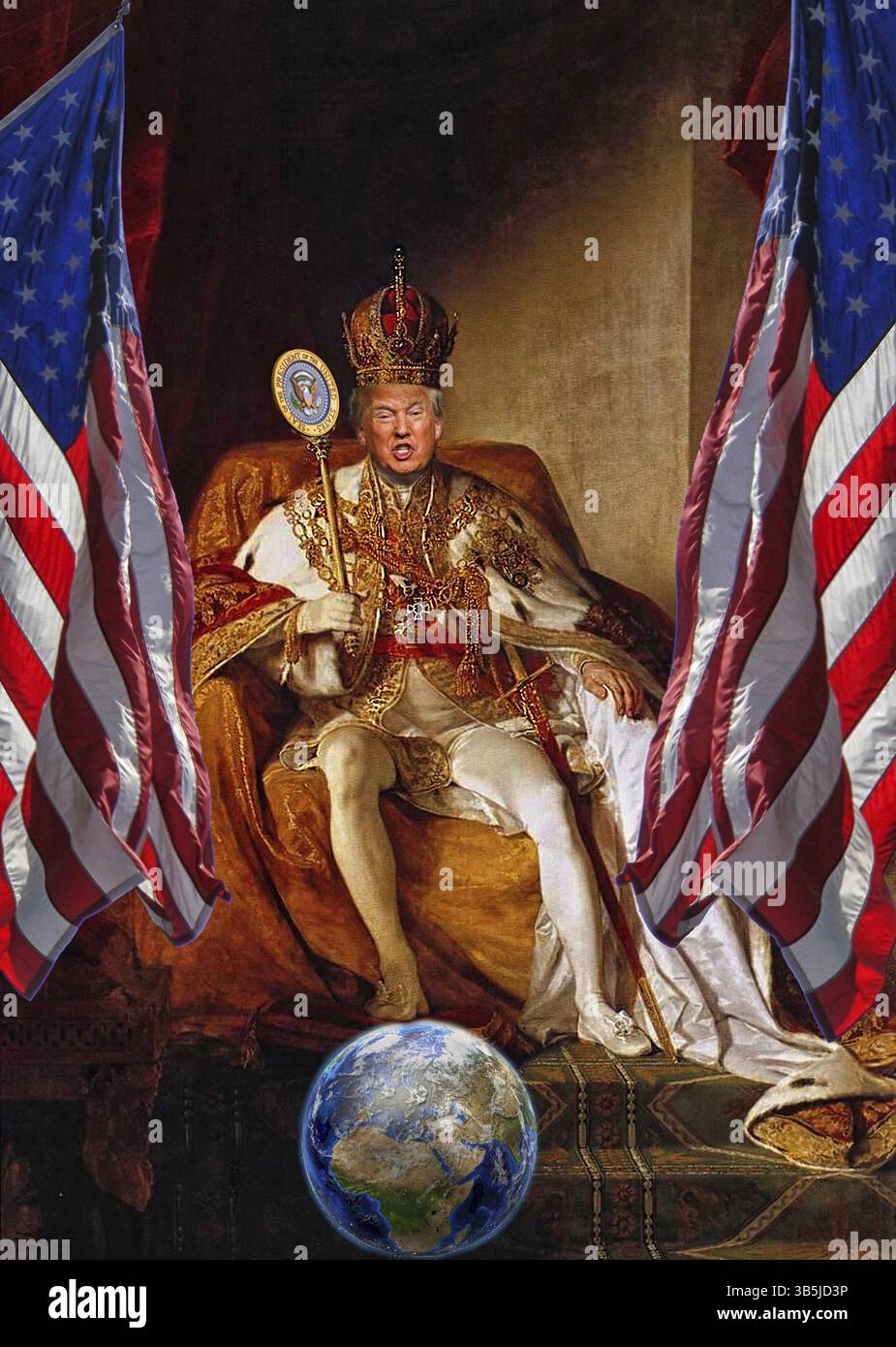 Symbolic image, King Donald, world at his feet, Donald Trump sees ...