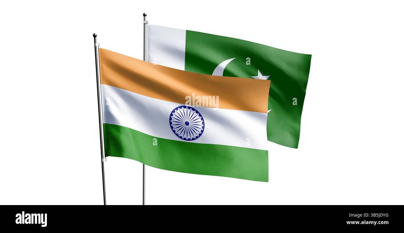 India and Pakistan Flags. Political and documentary concept Stock Photo ...