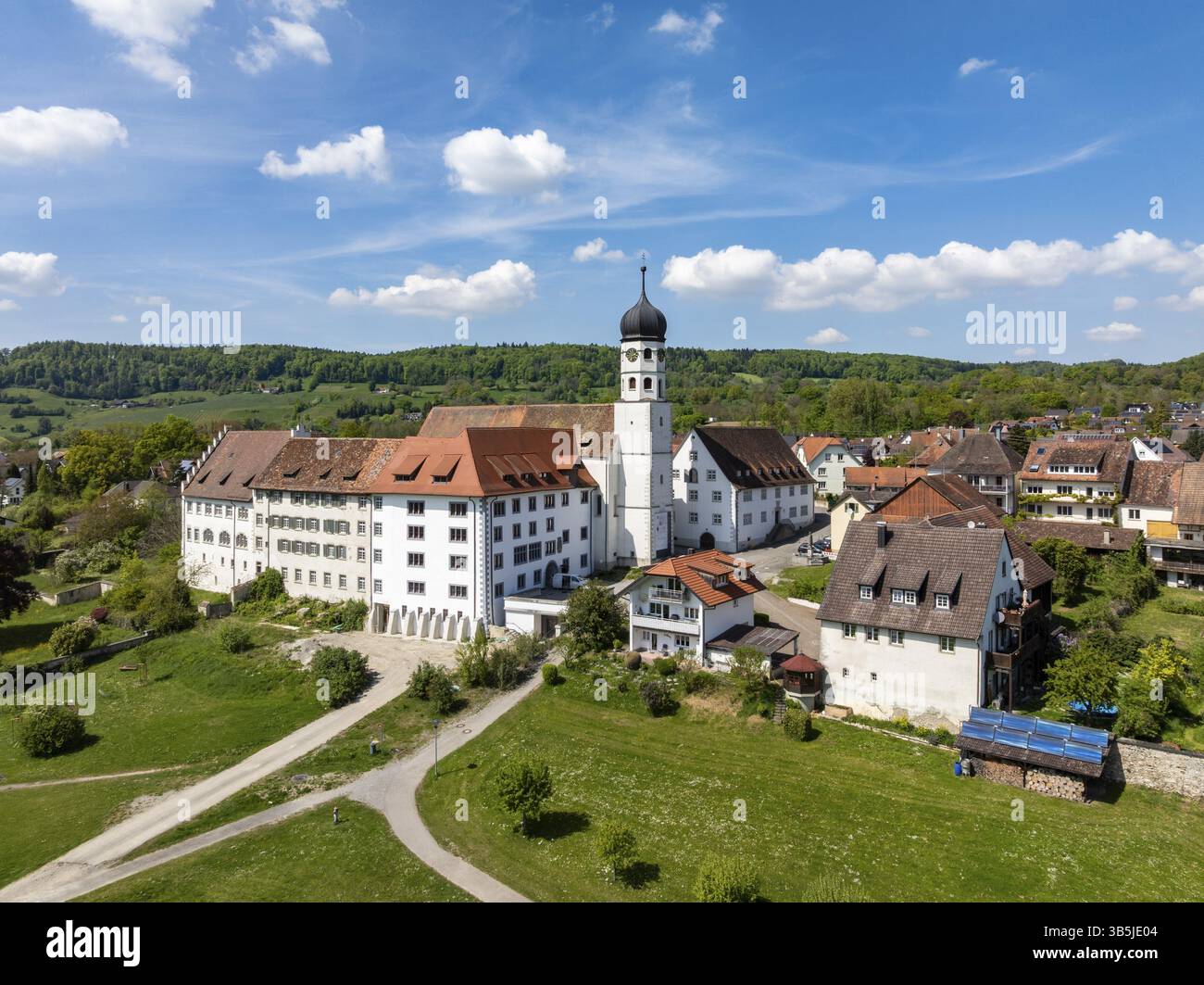 Aerial view of the former Augustinian canons' monastery and collegiate ...