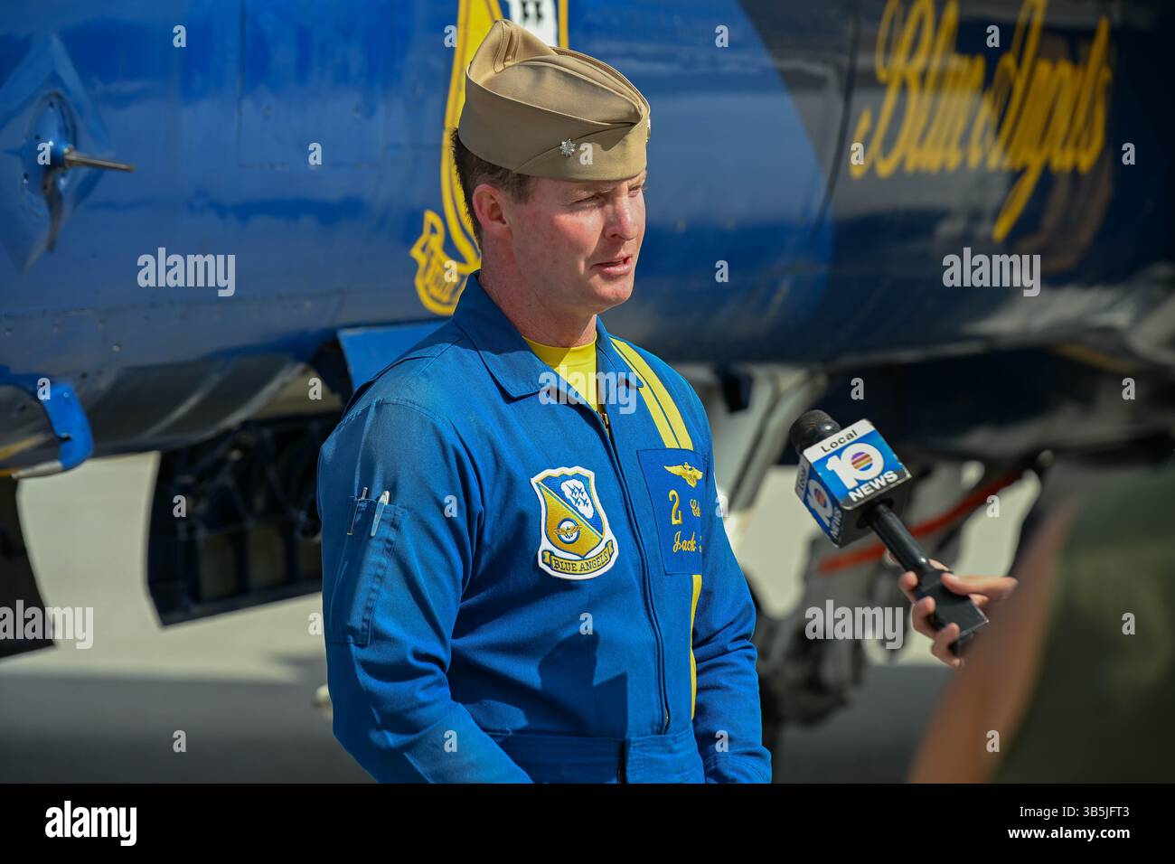 USA. 30th Apr, 2025. Commander Jack Keilty of the Blue Angels talks to ...