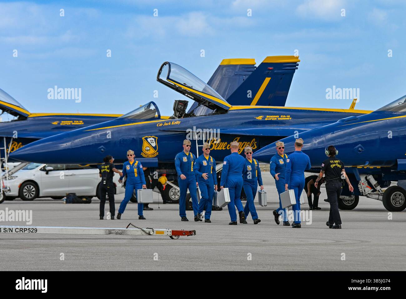 USA. 30th Apr, 2025. The Blue Angels pilots greet each other upon ...