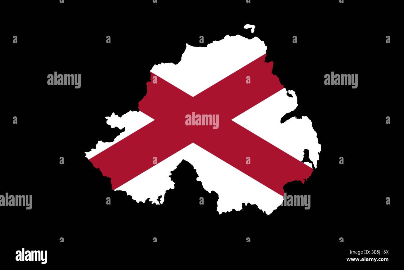 Northern Ireland Flag and Map. Saint Patrick's Saltire Isolated On ...