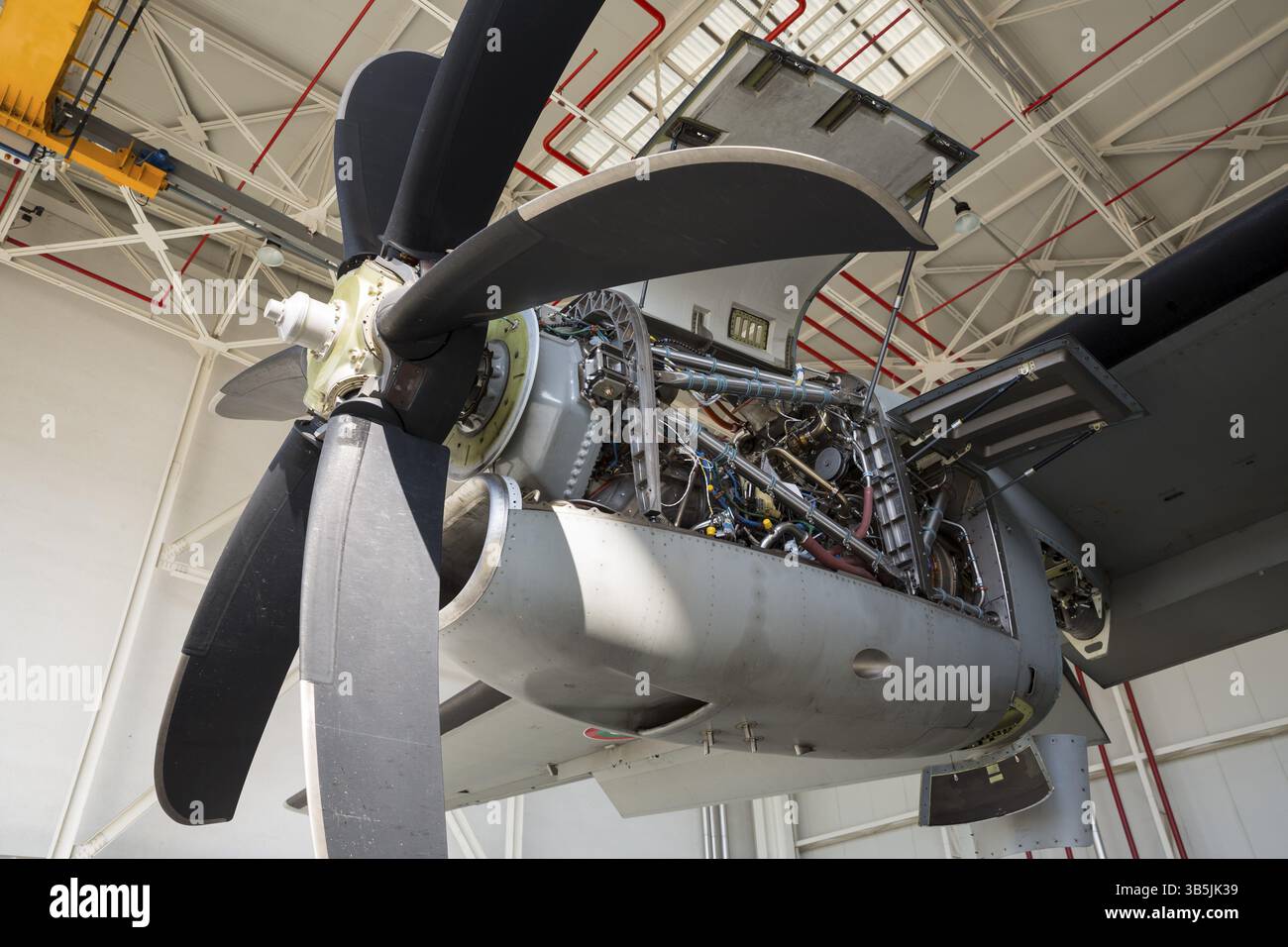 Aircraft engine maintenance. Airplane engine with propeller gets a ...