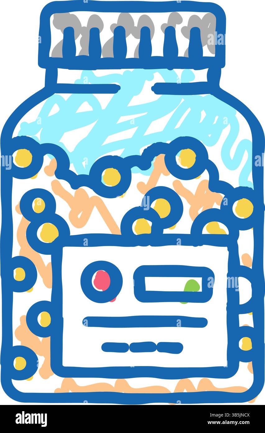 vitamins homeopathy bottle icon doodle illustration Stock Vector Image ...