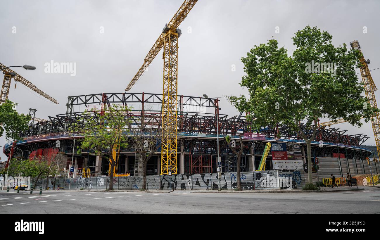 Barcelona, Spain. 1 May 2025. A general view shows the construction ...