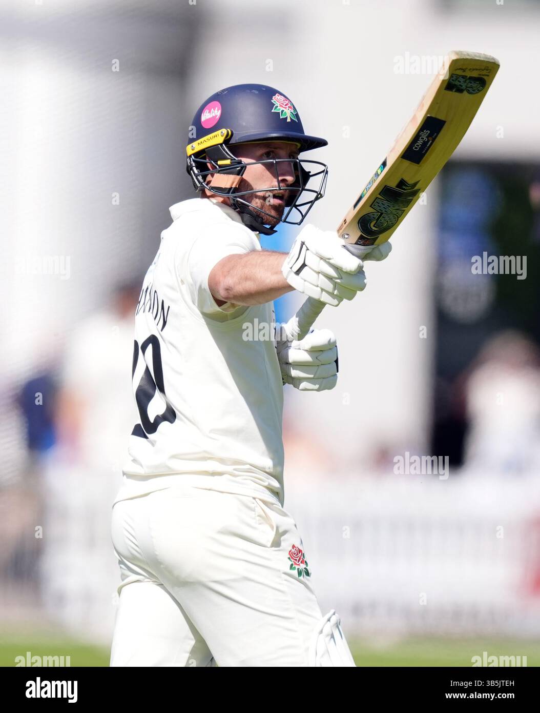 Lancashire's Josh Bohannon celebrates his half century on day one of ...