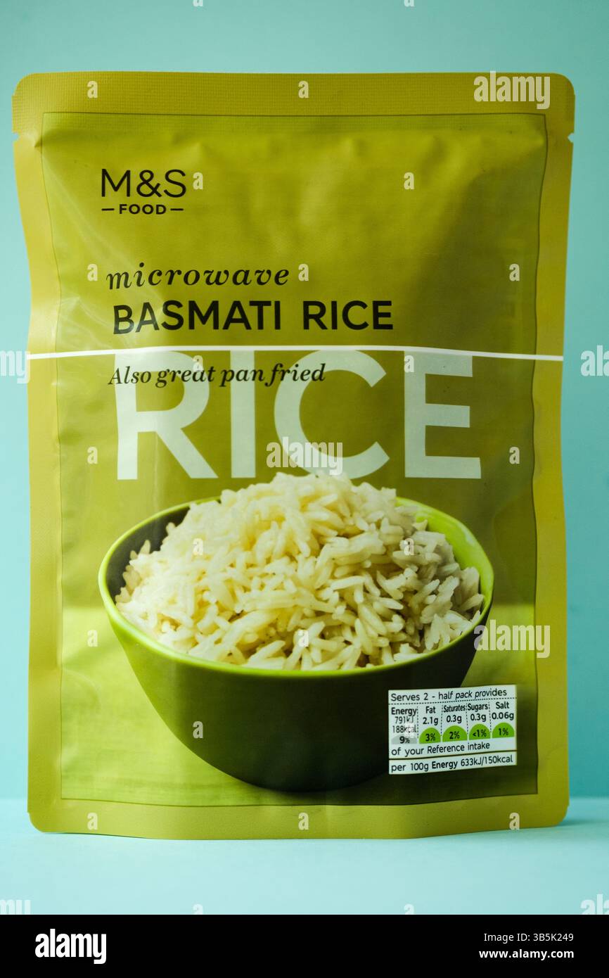 London UK, May 02 2025, Packet of Marks and Spencer Microwave Basmati ...