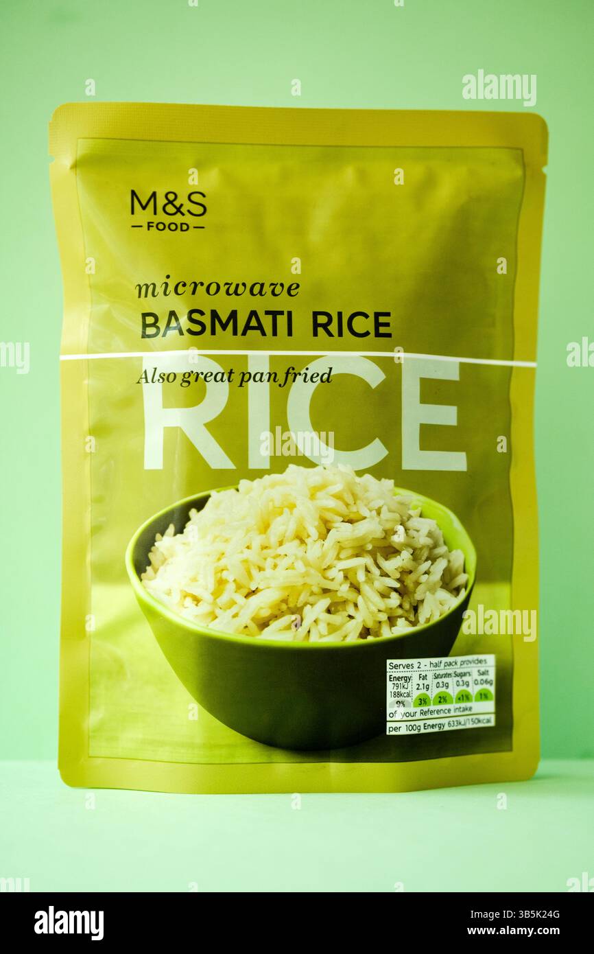 London UK, May 02 2025, Packet of Marks and Spencer Microwave Basmati ...
