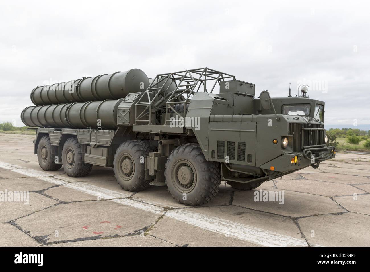 Antiaircraft missile complex, ballistic launcher with missiles ready to ...