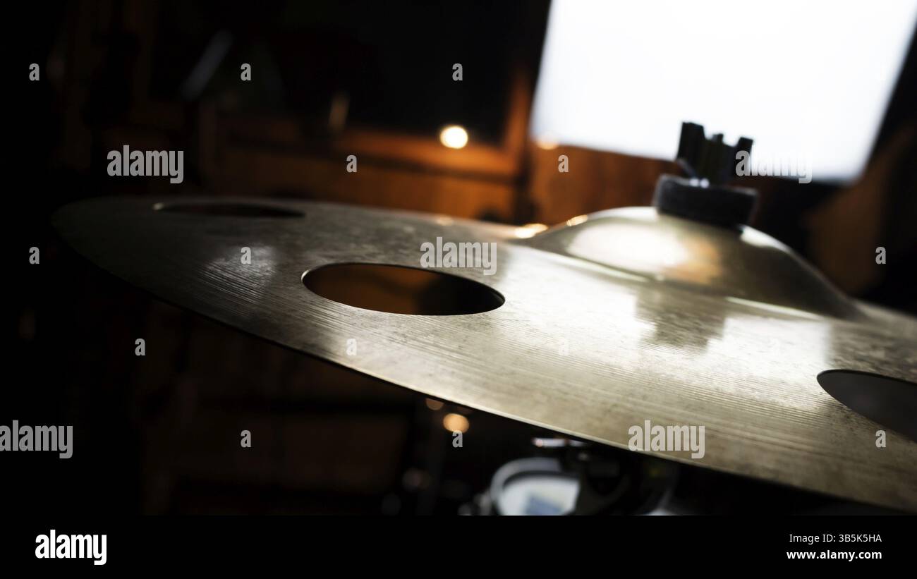 Drum Cymbal In Music Studio Close Up Stock Photo - Alamy