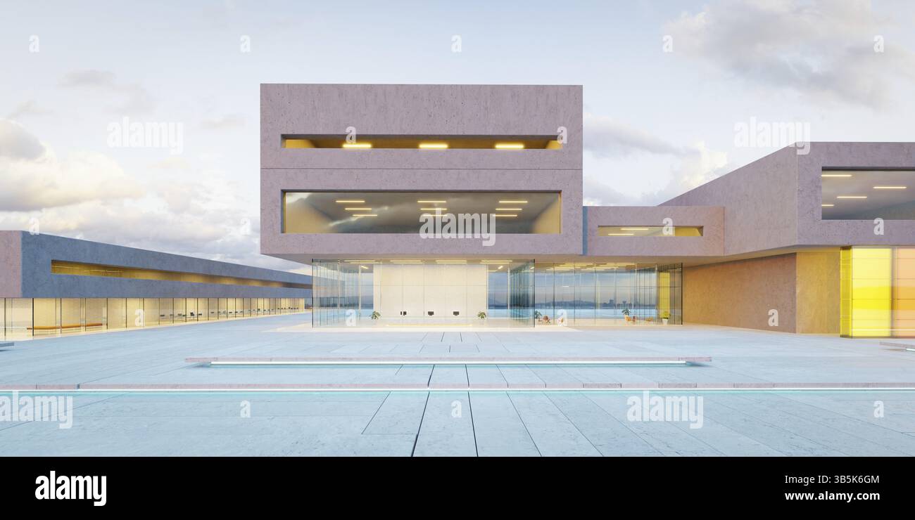 Modern glass wall commercial buildings exterior. Realistic 3d rendering ...
