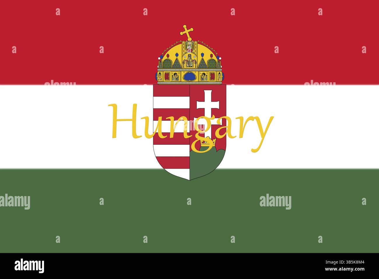 Hungarian National Flag With Coat Of Arms and Hungary Written On It 3D ...