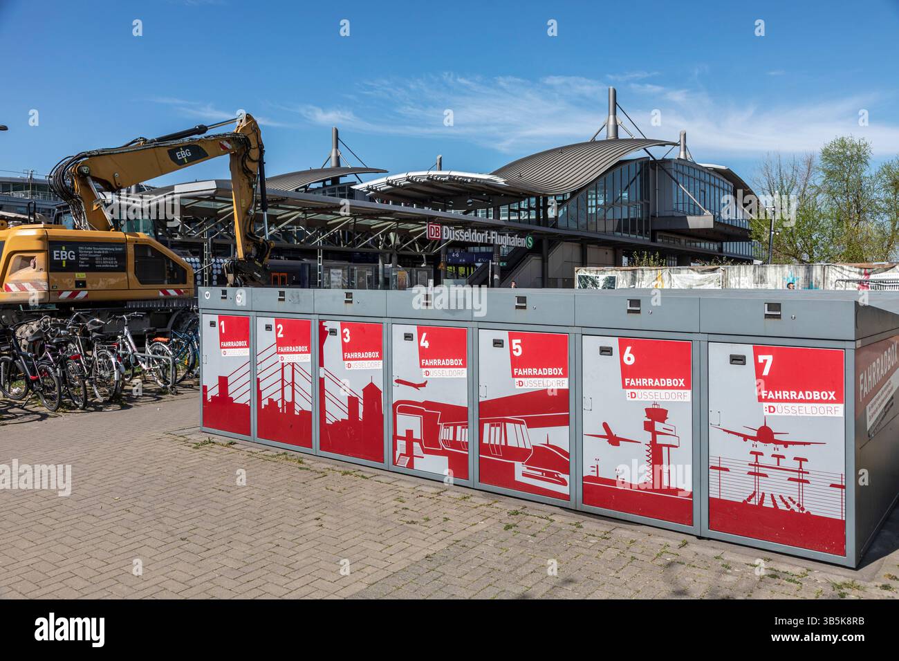 Bicycle storage boxes at the train station Flughafenbahnhof Stock Photo ...