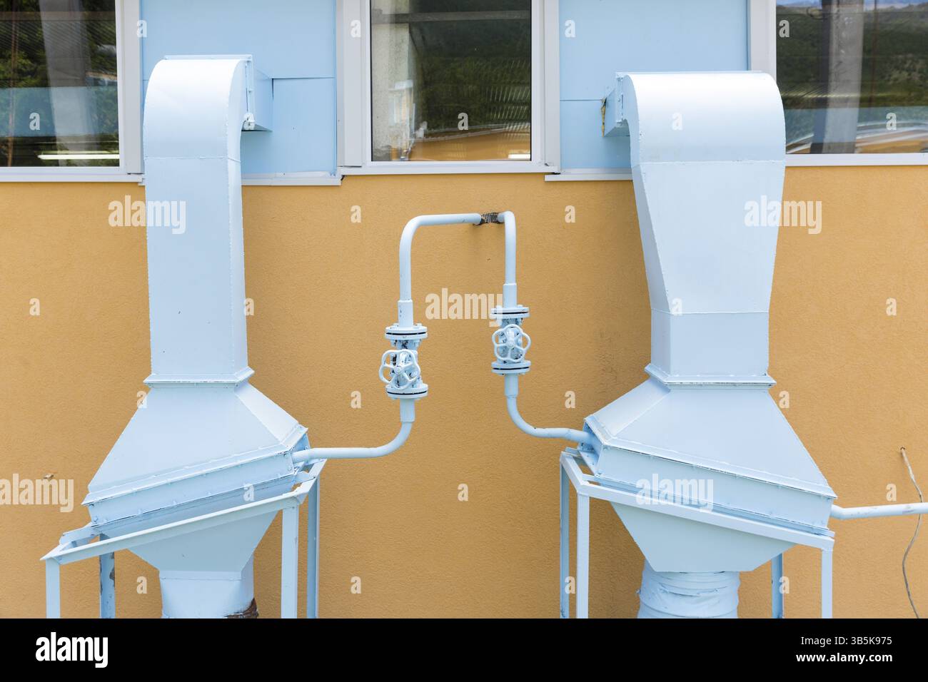 Industrial air conditioning and ventilation systems outside the wall of ...