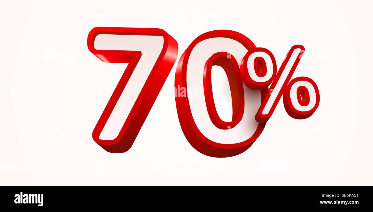 70 percent Off. 3d number 10. Sale banner. Vector illustration Stock ...