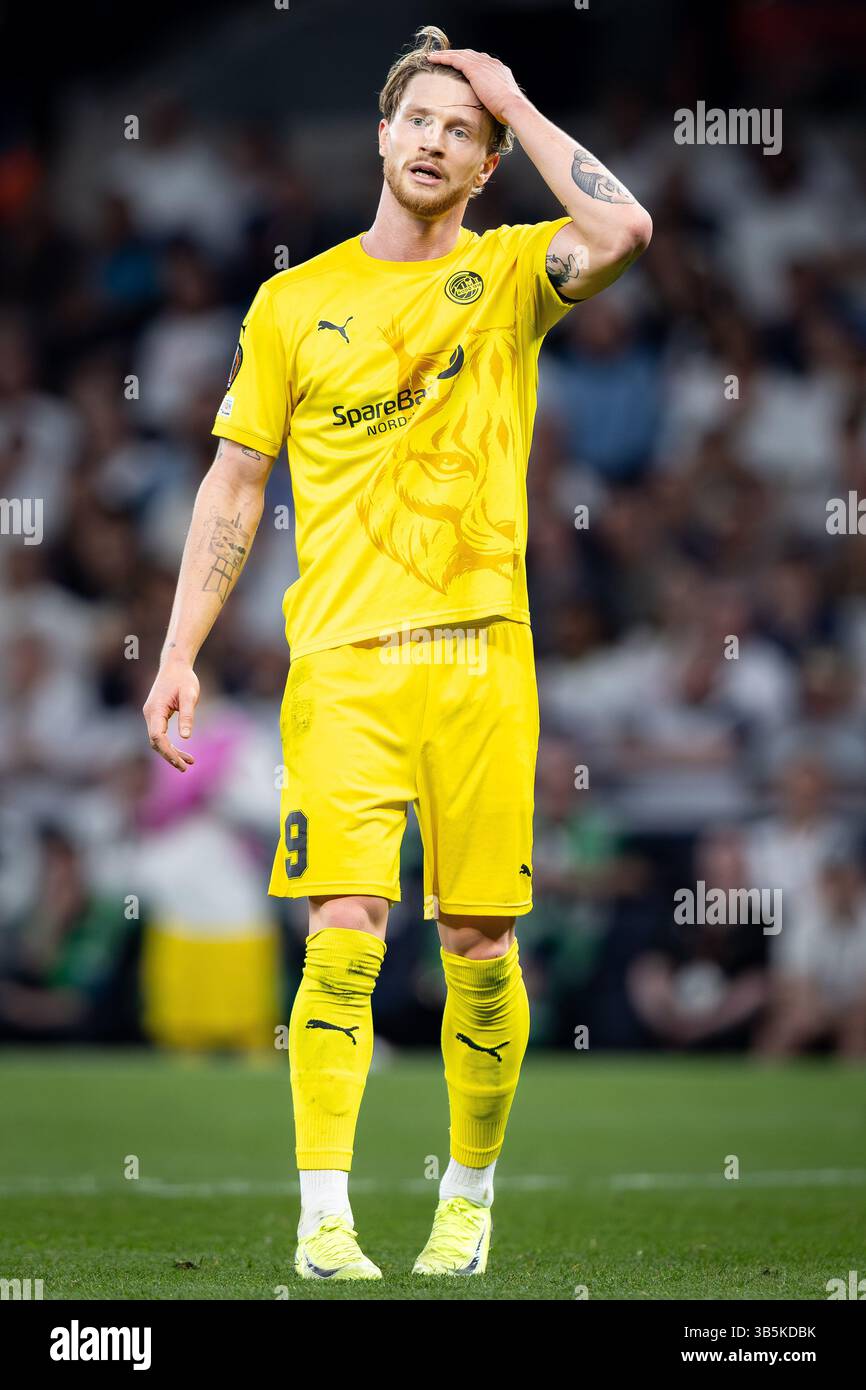 Kasper Hogh (9) of Bodo/Glimt during the Tottenham Hotspur FC v FK Bodø ...