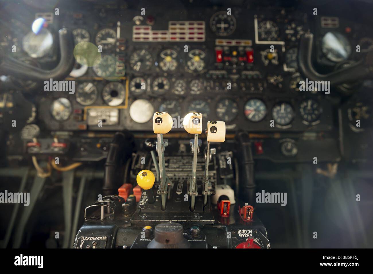 Flight desk control panel on an airplane designed for aerial ...