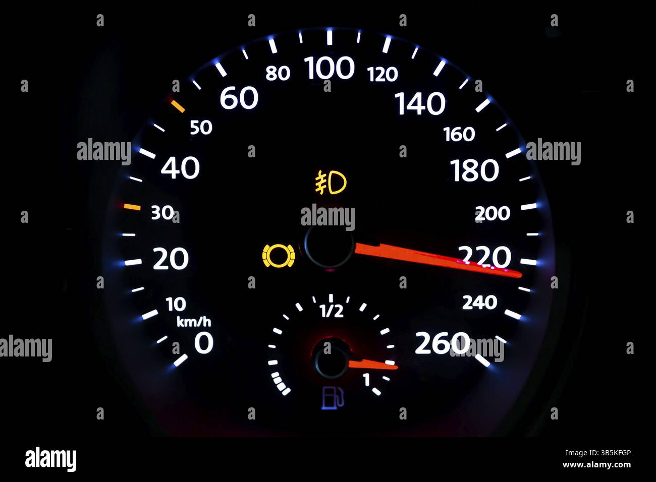 Modern light car mileage (dashboard, milage) isolated on a black ...