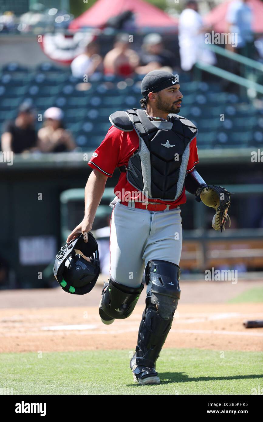 Alan Espinal (45) of the Fresno Grizzlies in the field against the ...