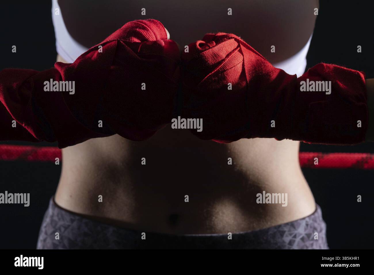 Show of strength before the start of the fight. Hands joined together ...