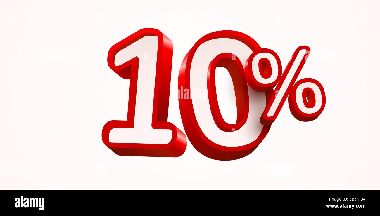 10 percent Off. 3d number 10. Sale banner. Vector illustration Stock ...