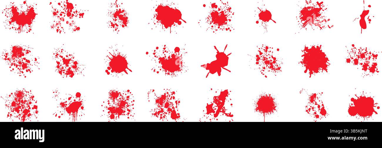 Crime scene blood splatter set. Realistic blood drops, streaks, and ...