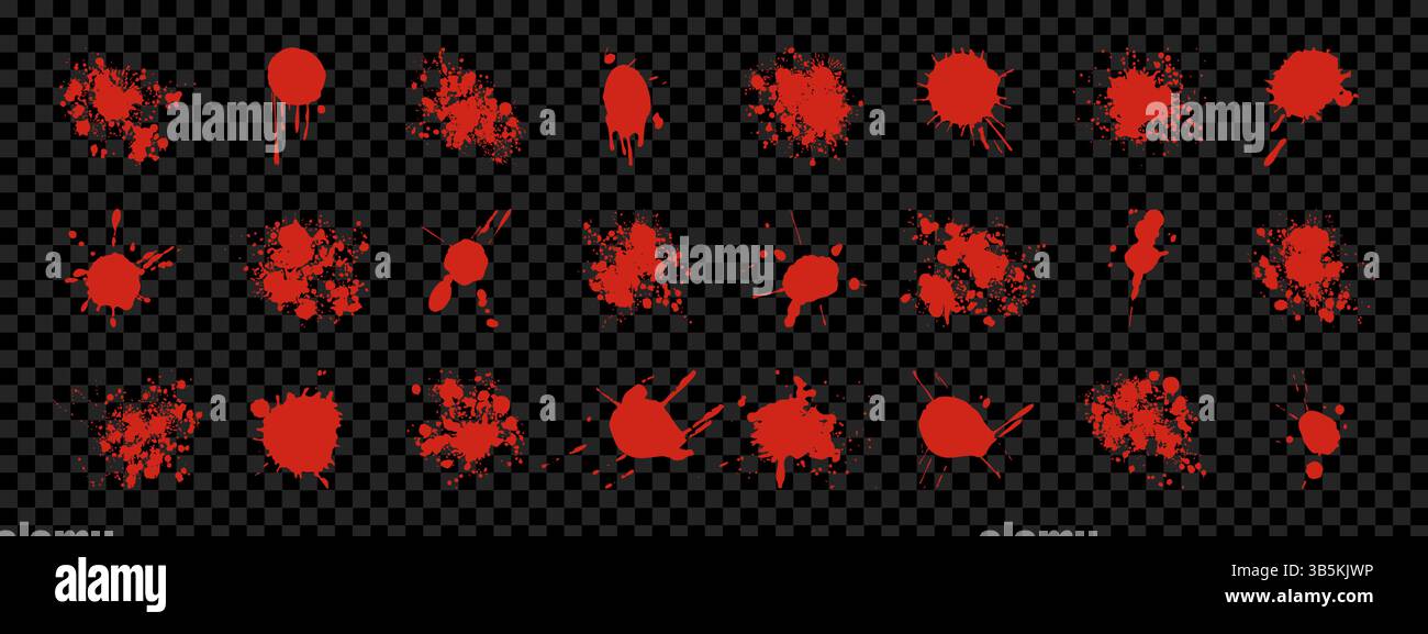 Red blood drips and splashes. Vector stains, smears, and spots for ...