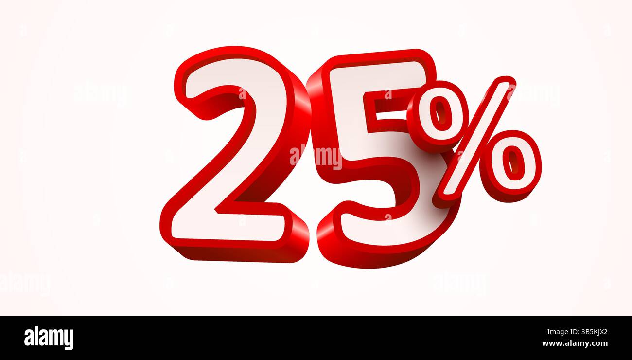 25 percent Off. 3d number 10. Sale banner. Vector illustration Stock ...