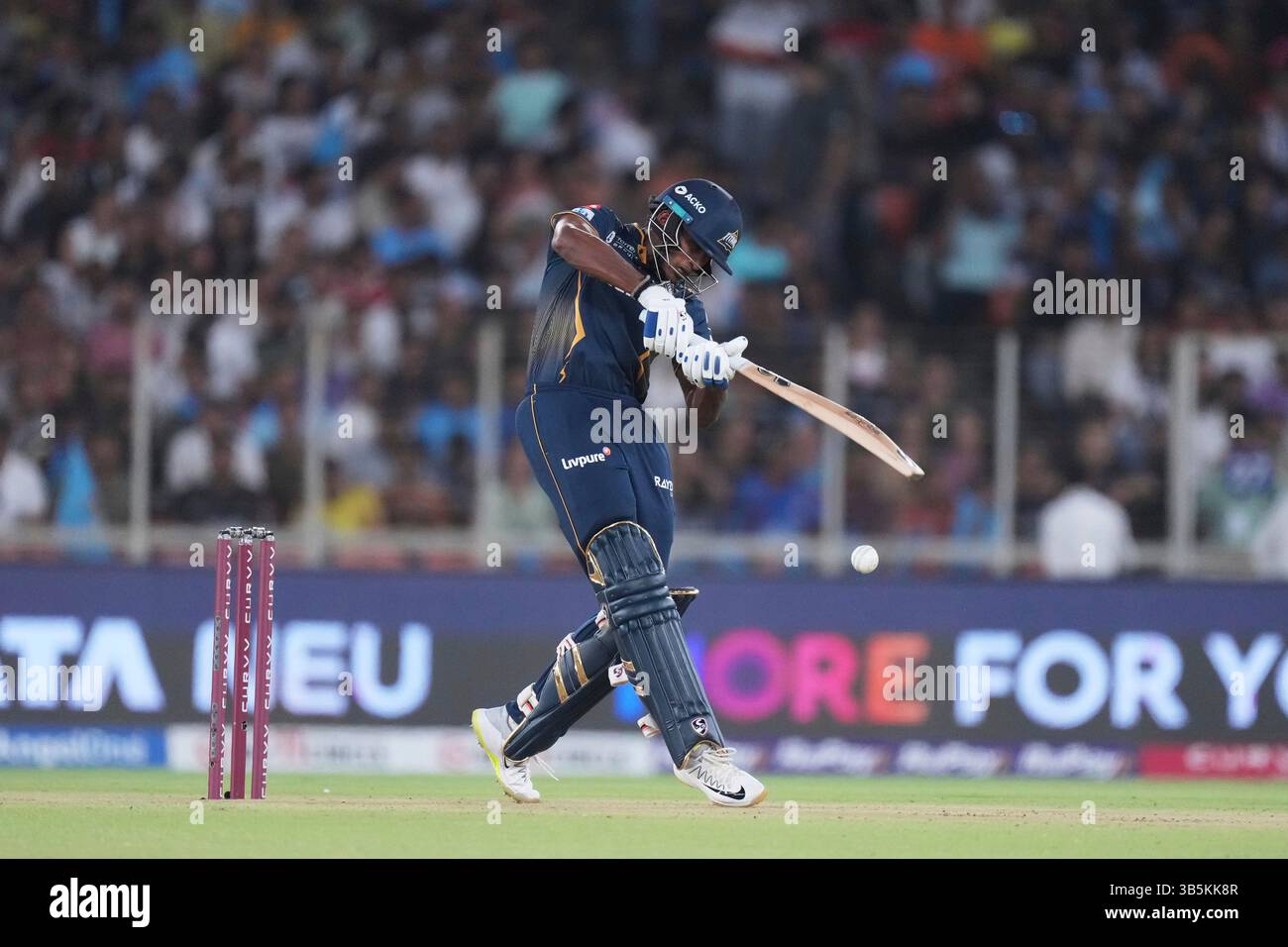 Gujarat Titans' Sai Sudharsan plays a shot during the Indian Premier ...
