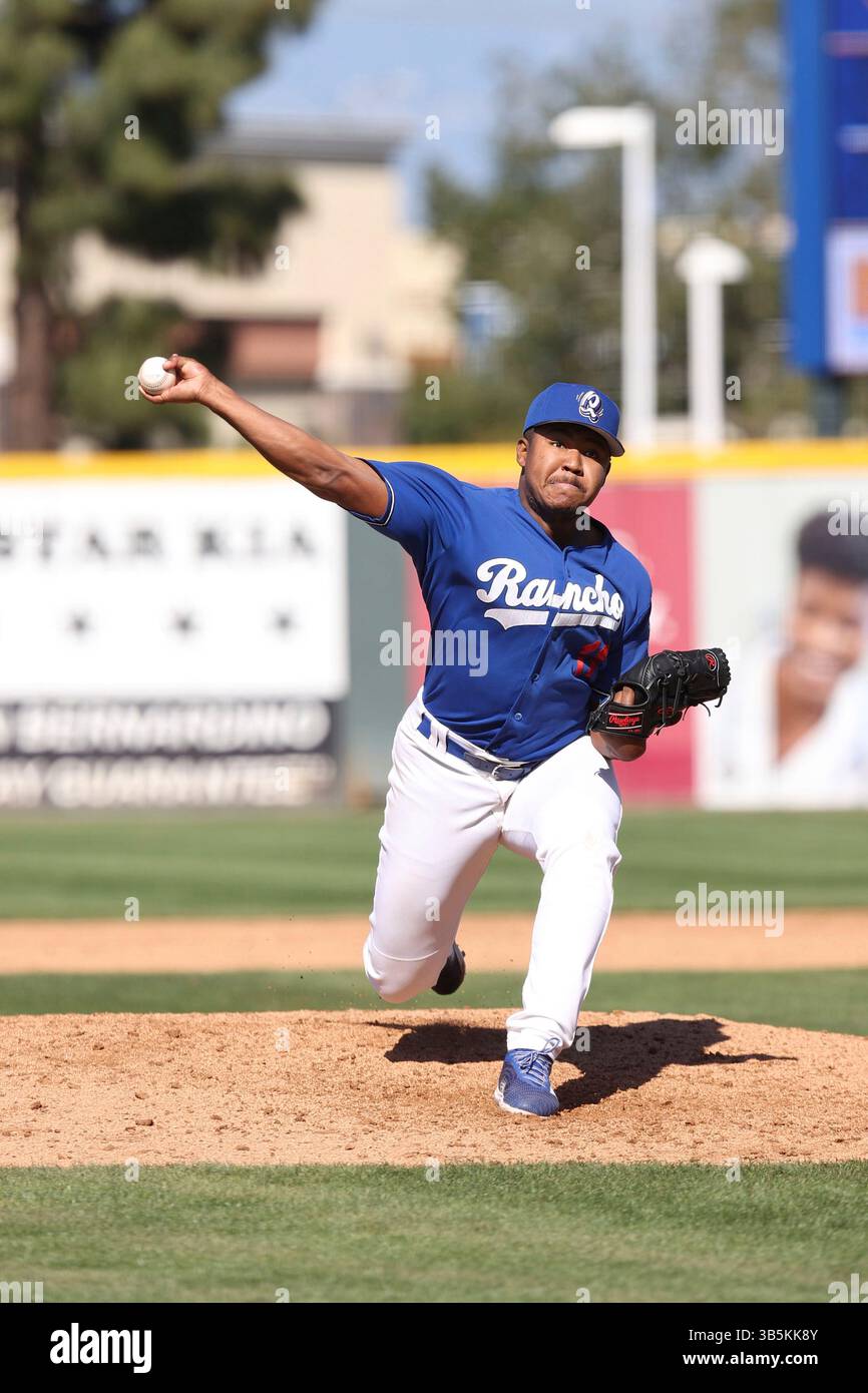 Sean Linan (11) of the Rancho Cucamonga Quakes pitches against the Lake ...