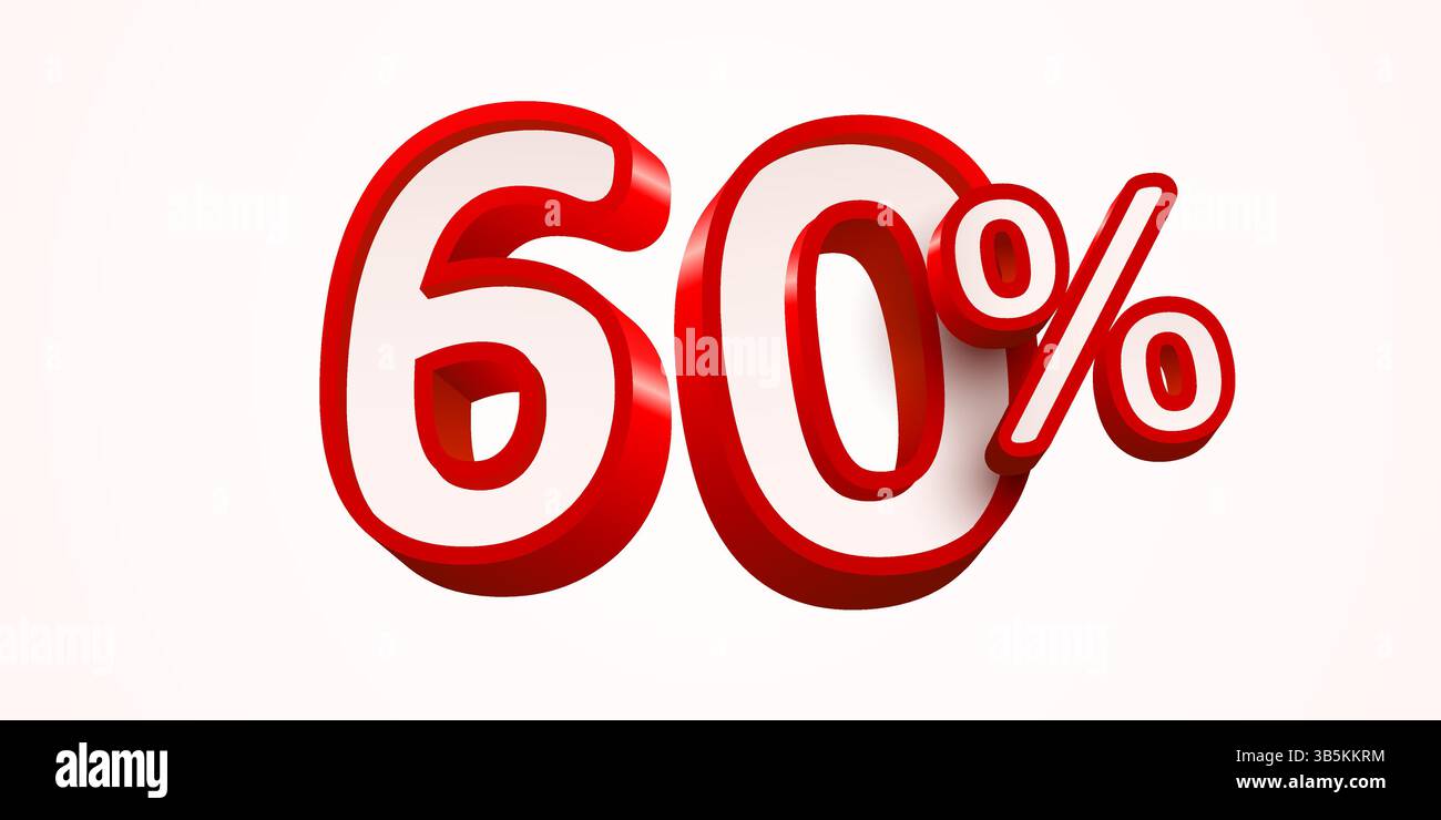 60 percent Off. 3d number 10. Sale banner. Vector illustration Stock ...
