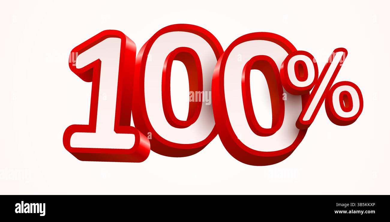 100 percent Off. 3d number 100. Sale banner. Vector illustration Stock ...