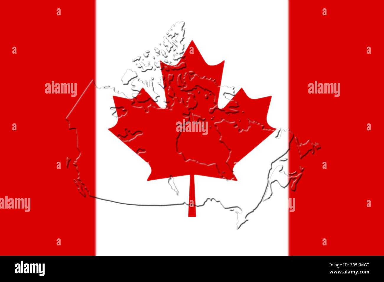 Canadian National Flag With Map Of Canada On It in Red And White Colors ...