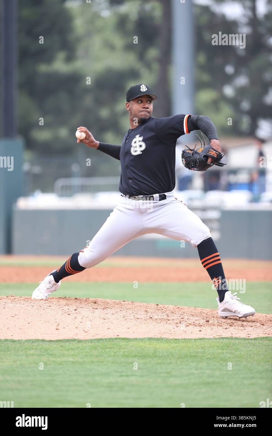 Ubert Mejias (26) of the San Jose Giants pitches against the Rancho ...