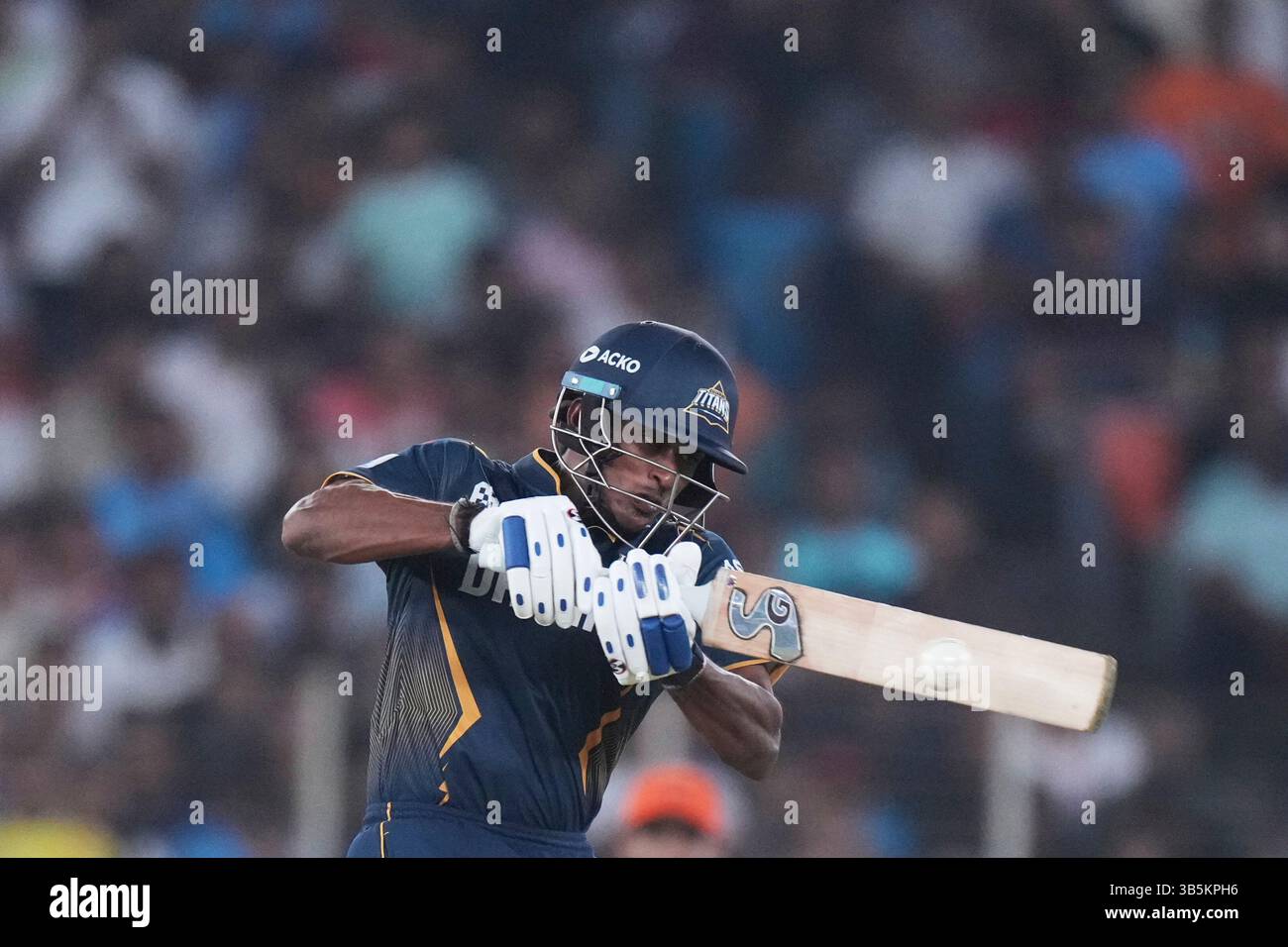 Gujarat Titans' Sai Sudharsan plays a shot during the Indian Premier ...