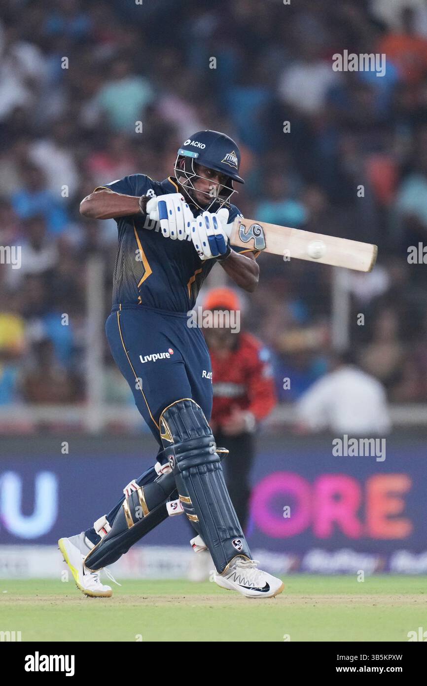 Gujarat Titans' Sai Sudharsan plays a shot during the Indian Premier ...