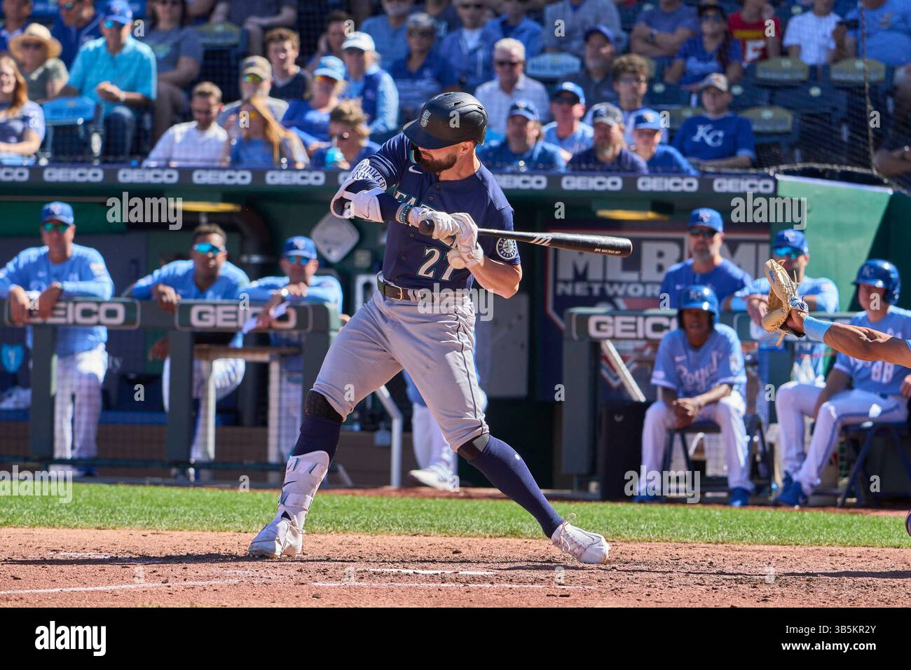 September 25 2022: Seattle right fielder Jesse Winker (27) gets hit by ...