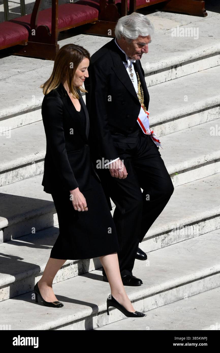 European Parliament president Roberta Metsola arrives for the Esequial ...