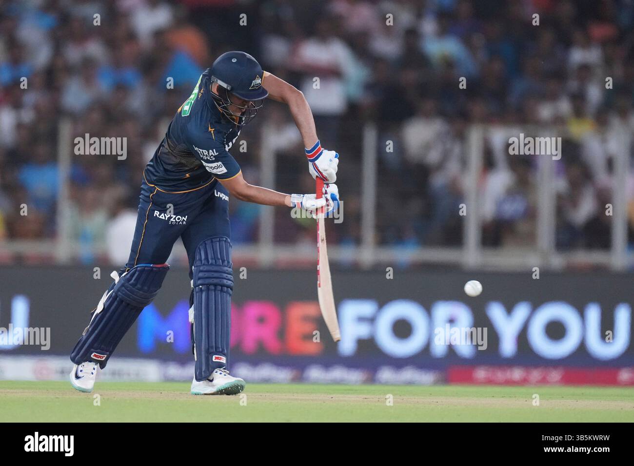 Gujarat Titans' captain Shubman Gill plays a shot during the Indian ...