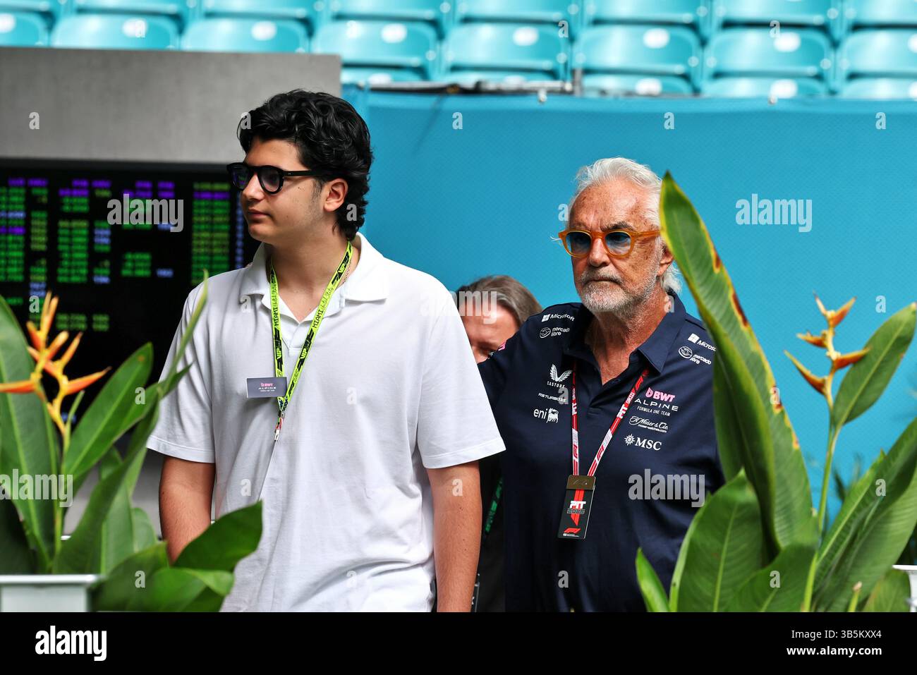 Miami, USA. 02nd May, 2025. (L to R): Nathan Falco Briatore (ITA) with ...