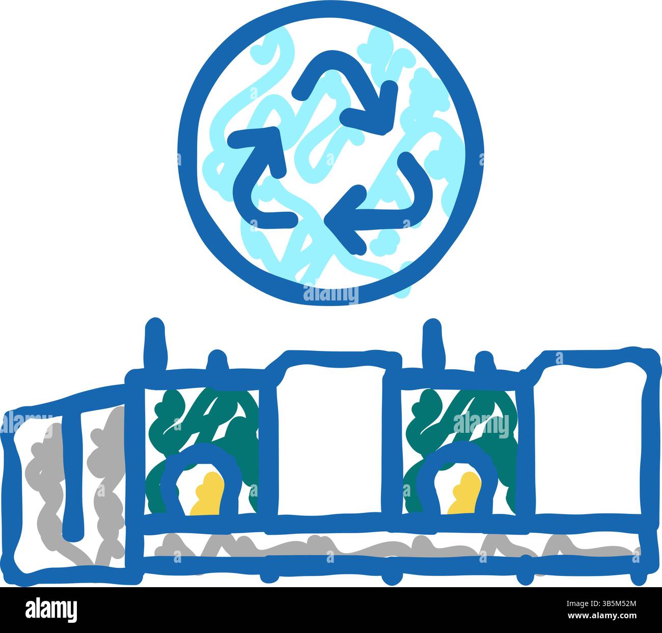 recycling textile machine icon doodle illustration Stock Vector Image ...