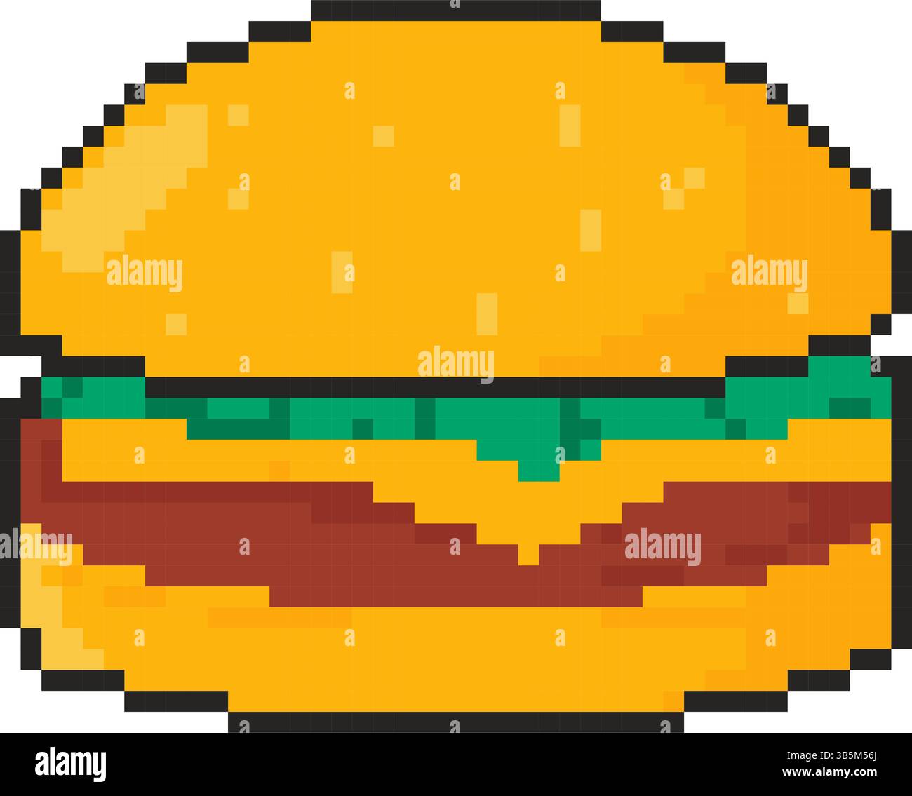 8 bit burger icon. Pixel art object. Old school vintage game graphic ...