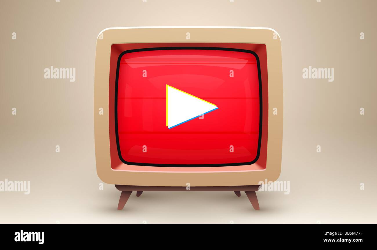 Retro TV with modern play button. Realistic style. Vector illustration ...