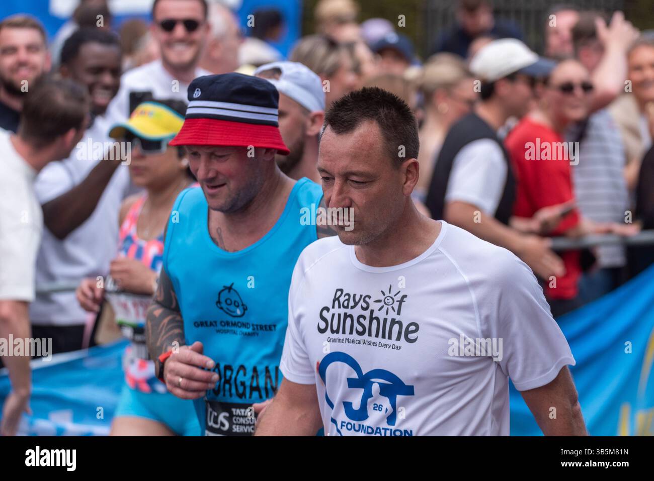 John Terry taking part in the 2025 TCS London Marathon, UK, suffering ...