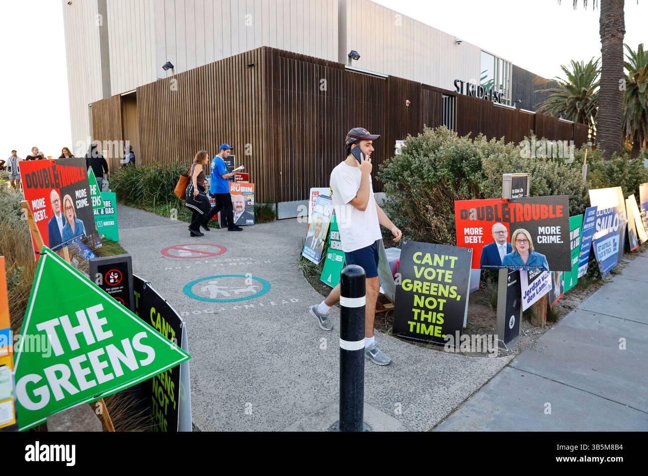 Campaign posters and signs seen outside a polling centre during the ...