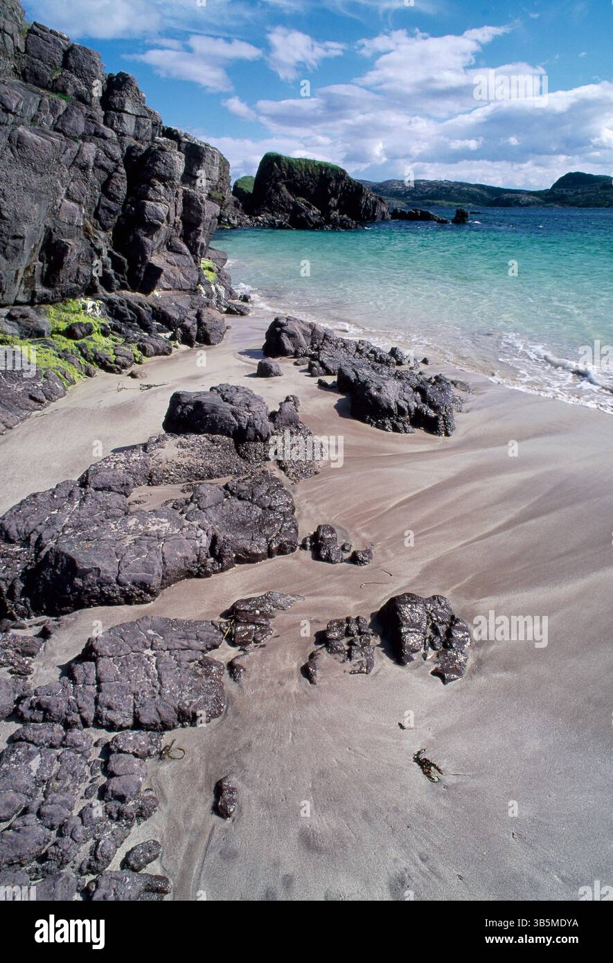 Handa Island National Nature Reserve, beach on south side of island ...